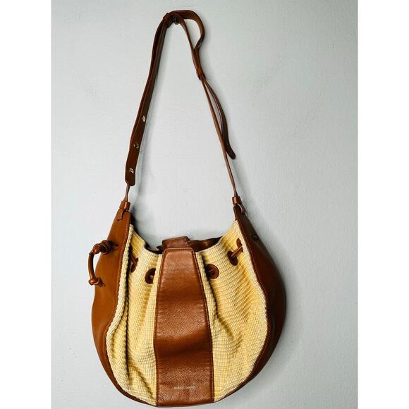 Mansur Gavriel | Bags | Mansur Gavriel Brown Woven Straw Drawstring ...